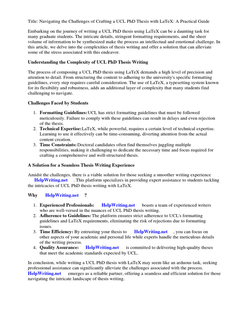 Ucl PHD Thesis Latex Template | PDF | Thesis | Te X