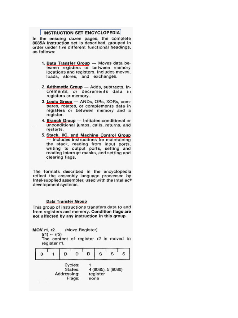 Instruction Set 8085 PDF | PDF