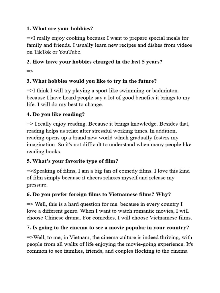 Unit 7. Hobbies | PDF