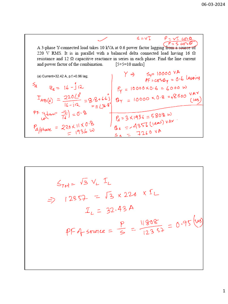 3-Phase Load Line Current & Capacitors | PDF | Capacitor | Series And Parallel Circuits