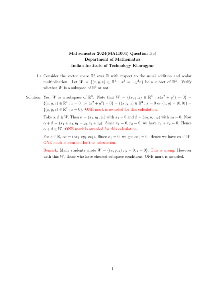 MidSem Model Sol2024 | PDF | Eigenvalues And Eigenvectors | Linear Algebra