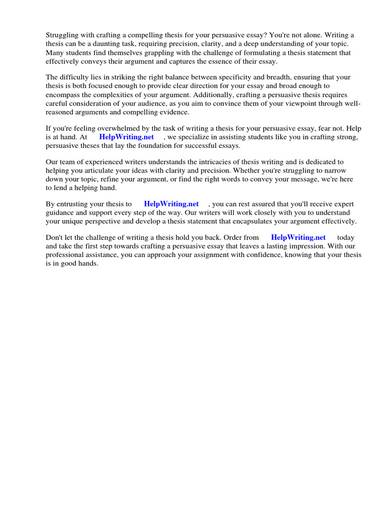 How To Write A Thesis For A Persuasive Essay | PDF | Essays | Persuasion