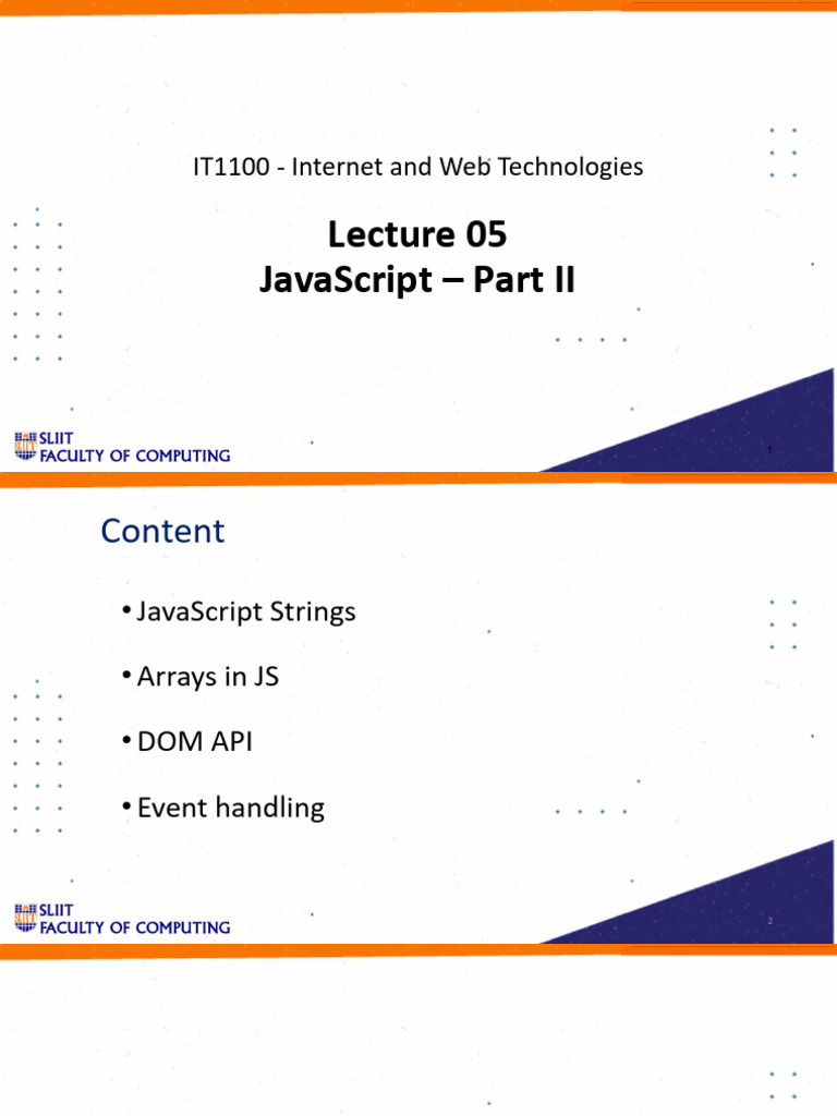 IT1100-IWT-Lecture 05 | PDF | Document Object Model | Computer Programming