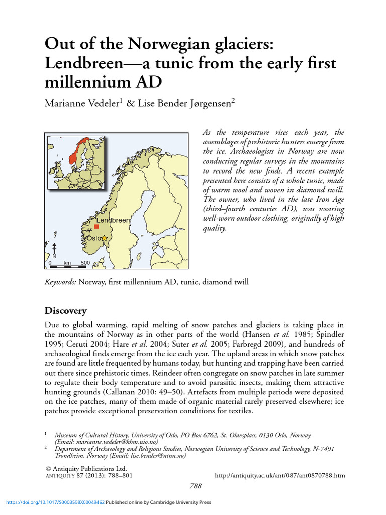 Lendbreen-A Tunic From The Early First Millenium AD | PDF | Yarn | Seam ...