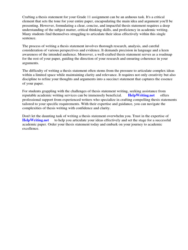 Grade 11 Thesis Statement | PDF