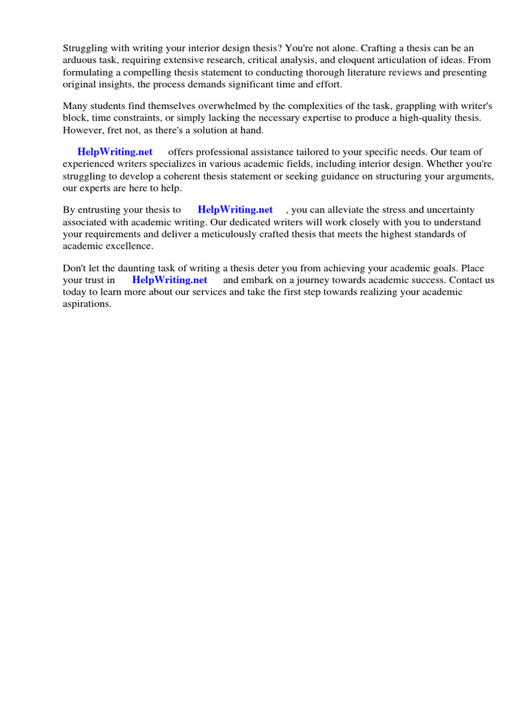 Interior Design Thesis Statement Examples | PDF | Thesis | Essays