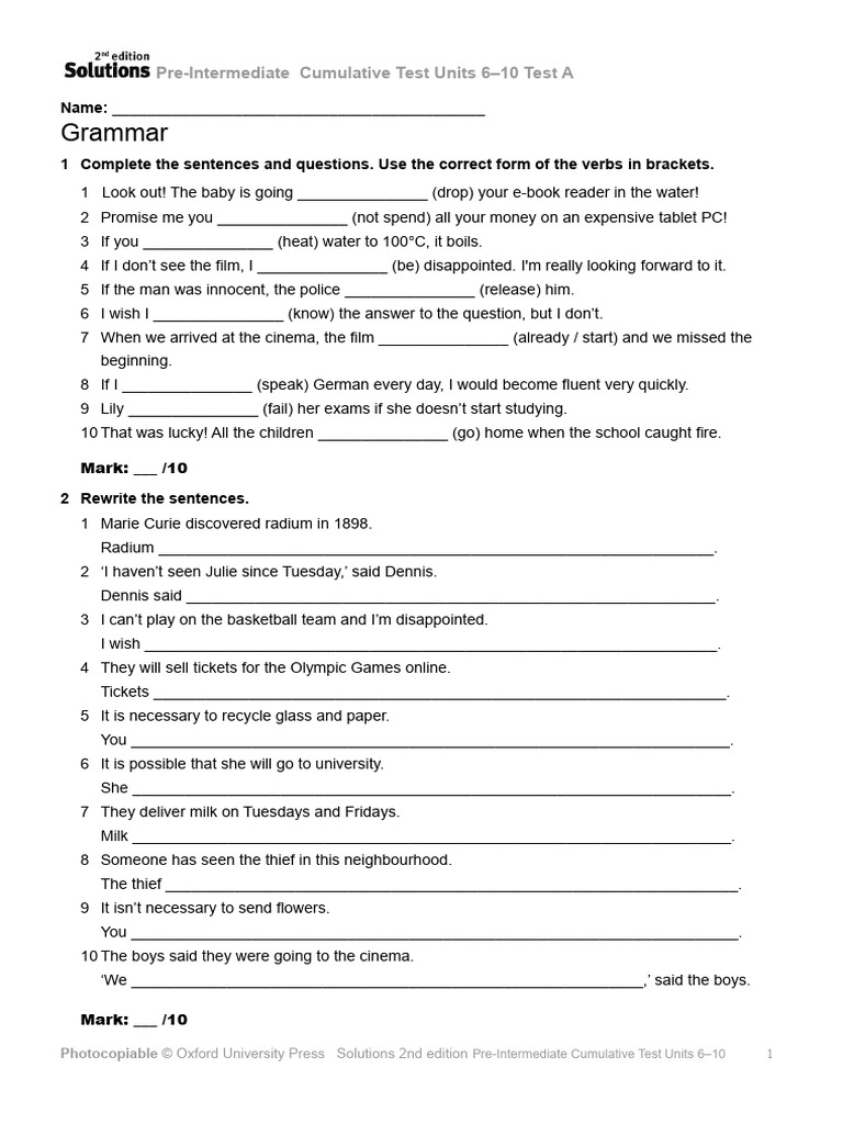Solutions2e Cumulative Tests Un06 10 A | PDF | Robbery