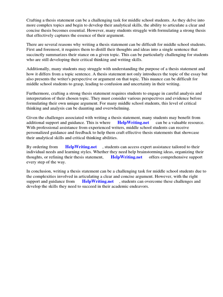 Thesis Statement Worksheet For Middle School | PDF | Essays | Thesis