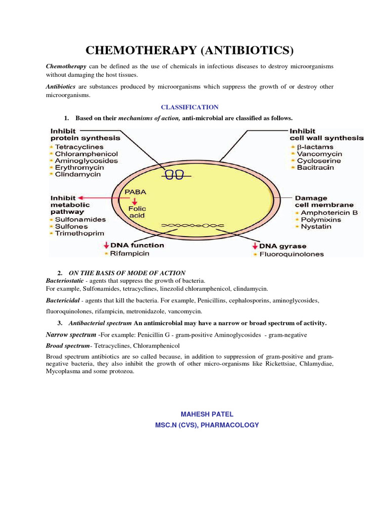 Chemotherapy Notes | PDF | Penicillin | Clinical Medicine