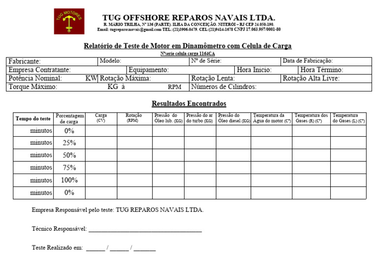 Dinamômetro - Tabela de Teste | PDF