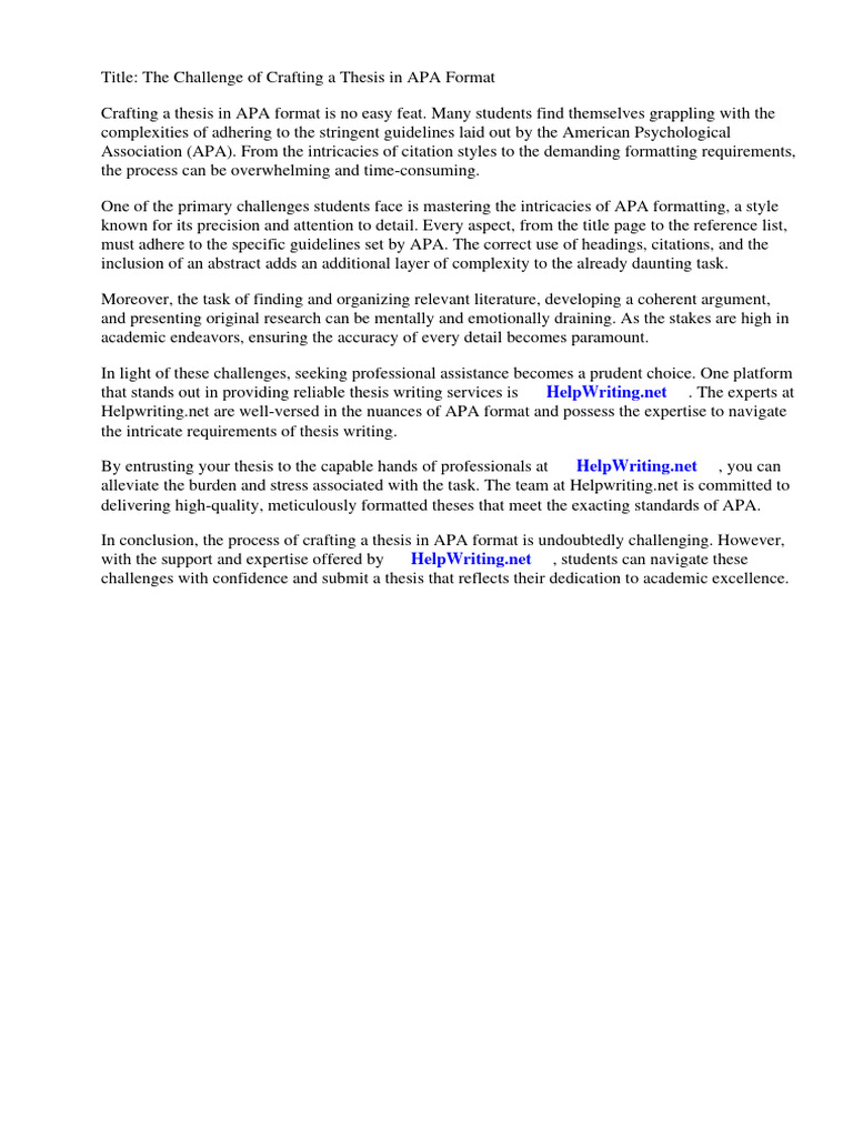 Thesis Format Sample Apa | PDF | Apa Style | Thesis