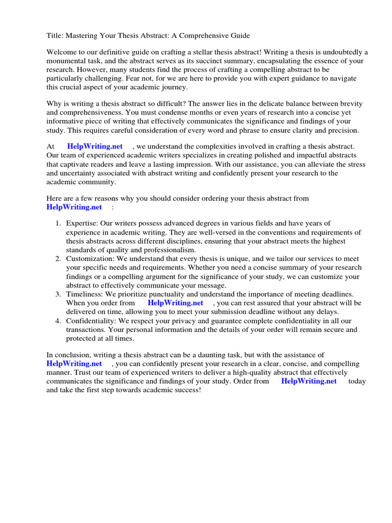 Thesis Abstract Guide Pdf Thesis Abstract Summary