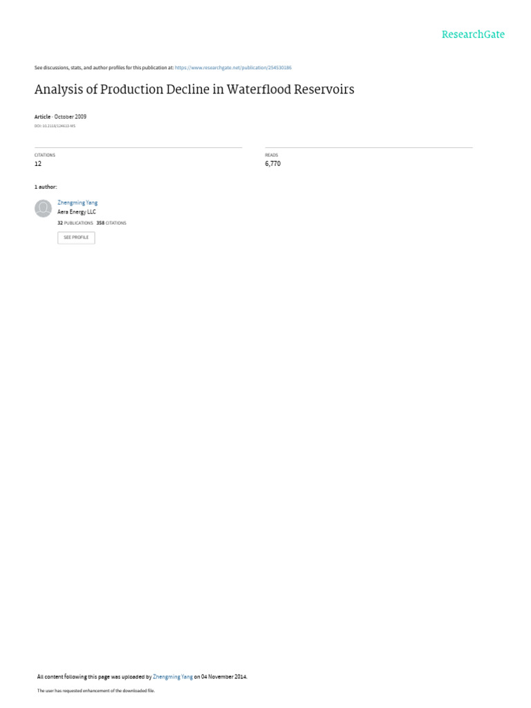 SPE124613 Analysis of Production Decline in Waterflood Reservoirs | PDF ...