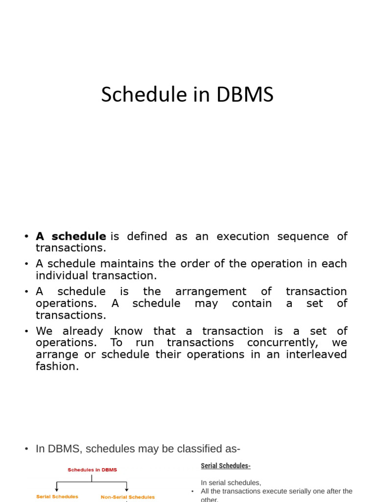 Unit 5 Schedule In Dbms 1 Pdf Computational Problems Computer Science