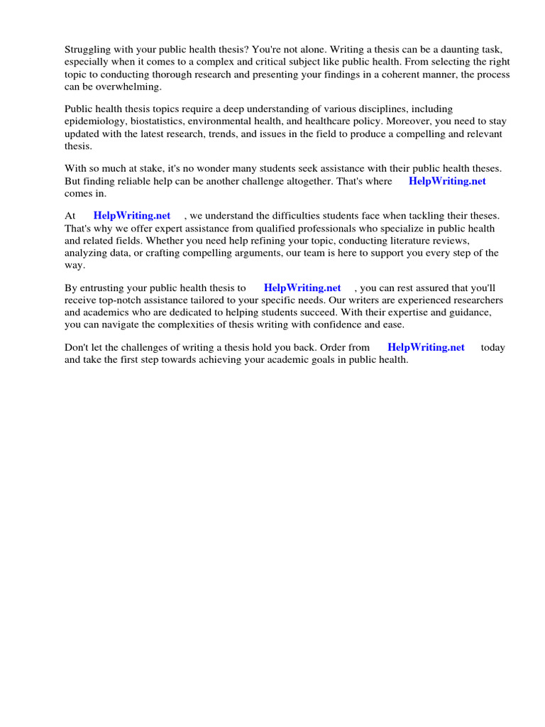 Public Health Thesis Help | PDF | Cognitive Behavioral Therapy | Public ...