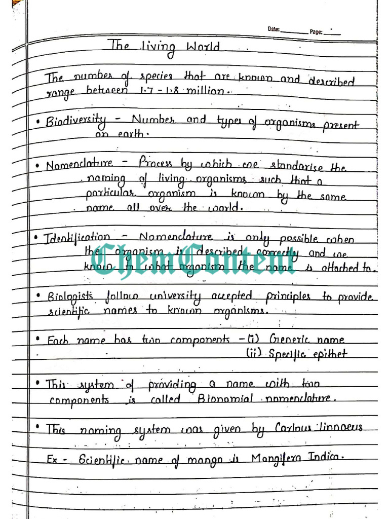 Biology Class 11 Chapter 1 | PDF