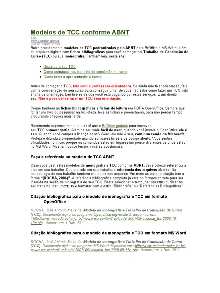 Modelos de TCC Conforme ABNT | PDF | Citação | Informática