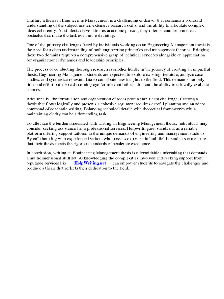 Engineering Management Thesis Sample | PDF | Engineering | Analysis Of Variance