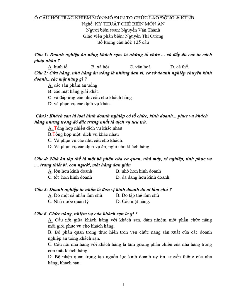 Môn T CH C Lao Đ NG & KTNB | PDF