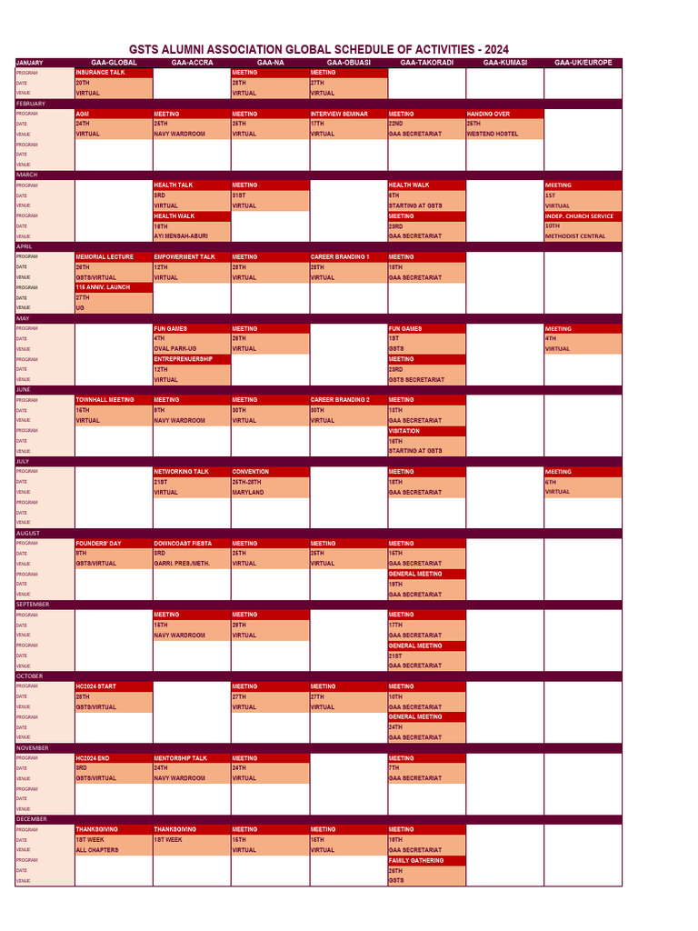 2024 Gaa Schedule of Activities Updated-2 | PDF