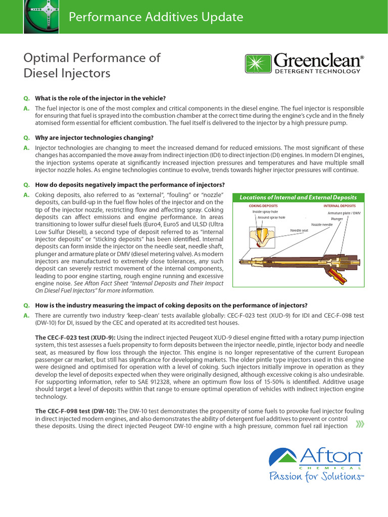 Optimal Performance Fact Sheet | PDF | Fuel Injection | Diesel Engine