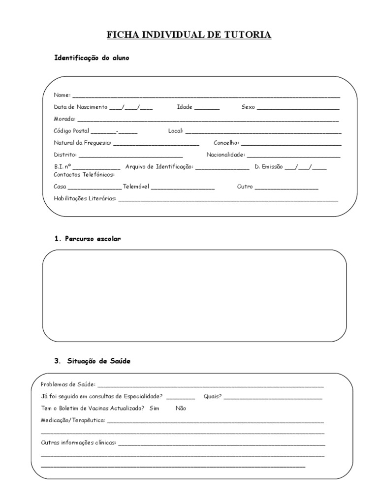 Ficha Individual de Tutoria | PDF Ficha Individual de Tutoria | PDF