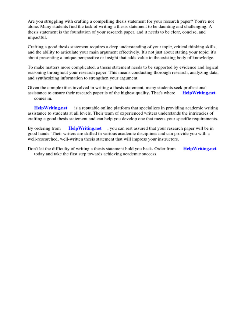 Good Thesis Statements Examples Research Paper | PDF | Essays | Thesis