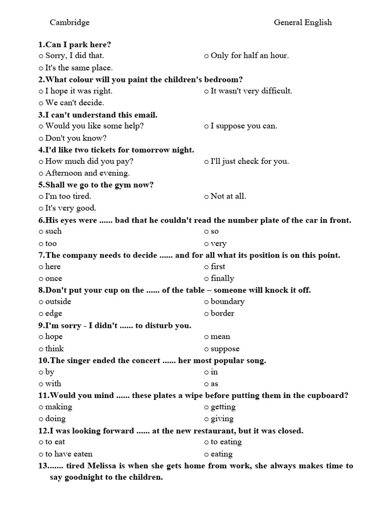 Cambridge General English Practice | PDF | Art
