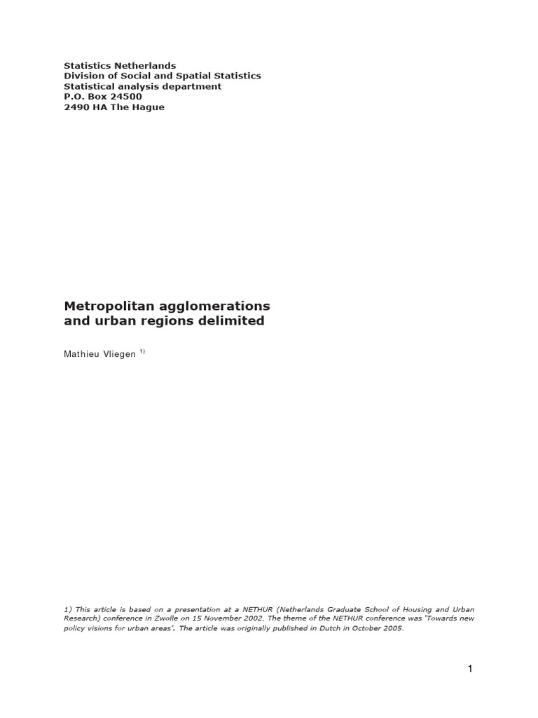 Metropolitan Agglomerations and Urban Regions Delimited | PDF | Urban ...
