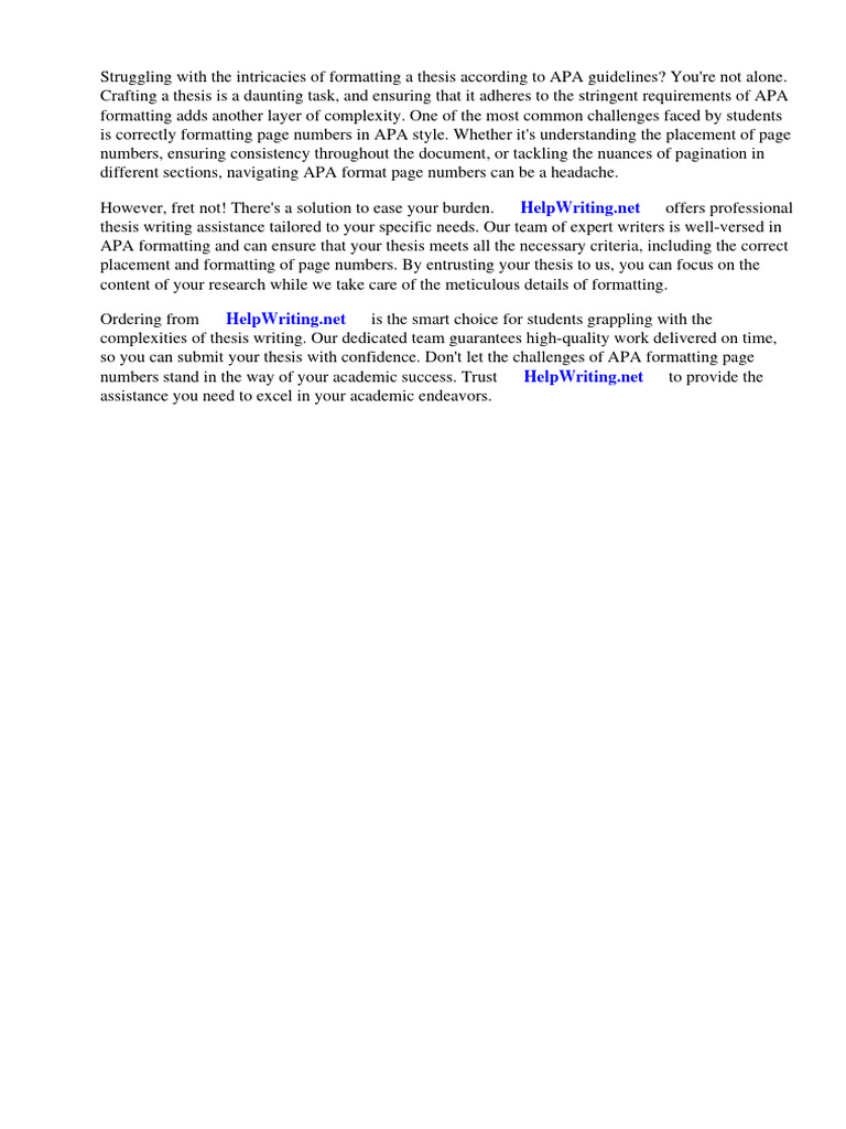 Apa Format Page Numbers Thesis | PDF | Apa Style | Citation