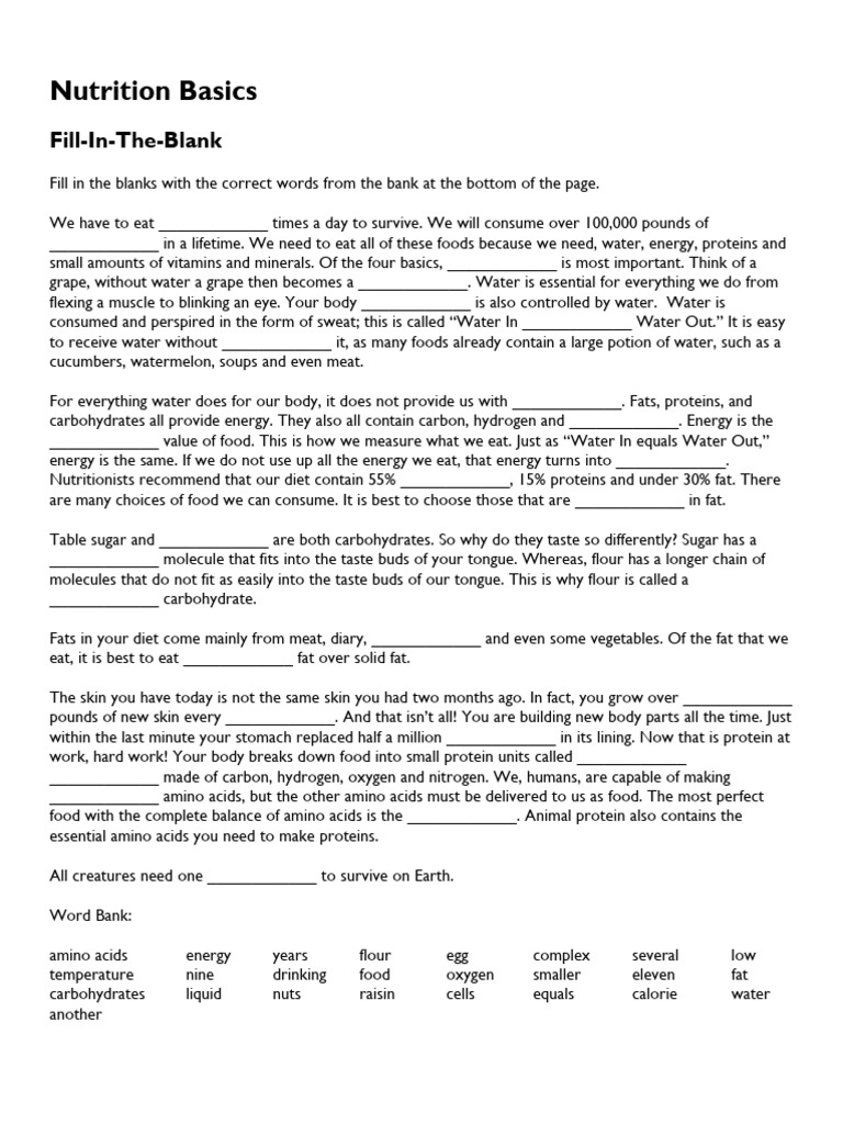 Answer Key | PDF | Foods | Food Energy