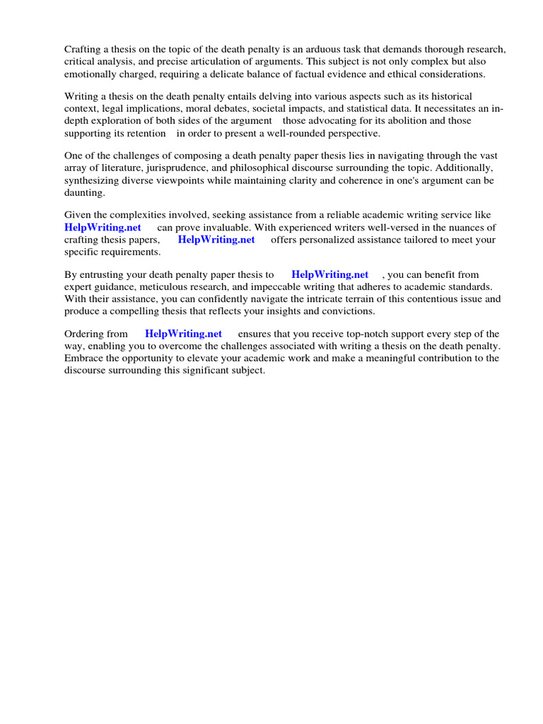 Death Penalty Paper Thesis | PDF | Capital Punishment | Punishments