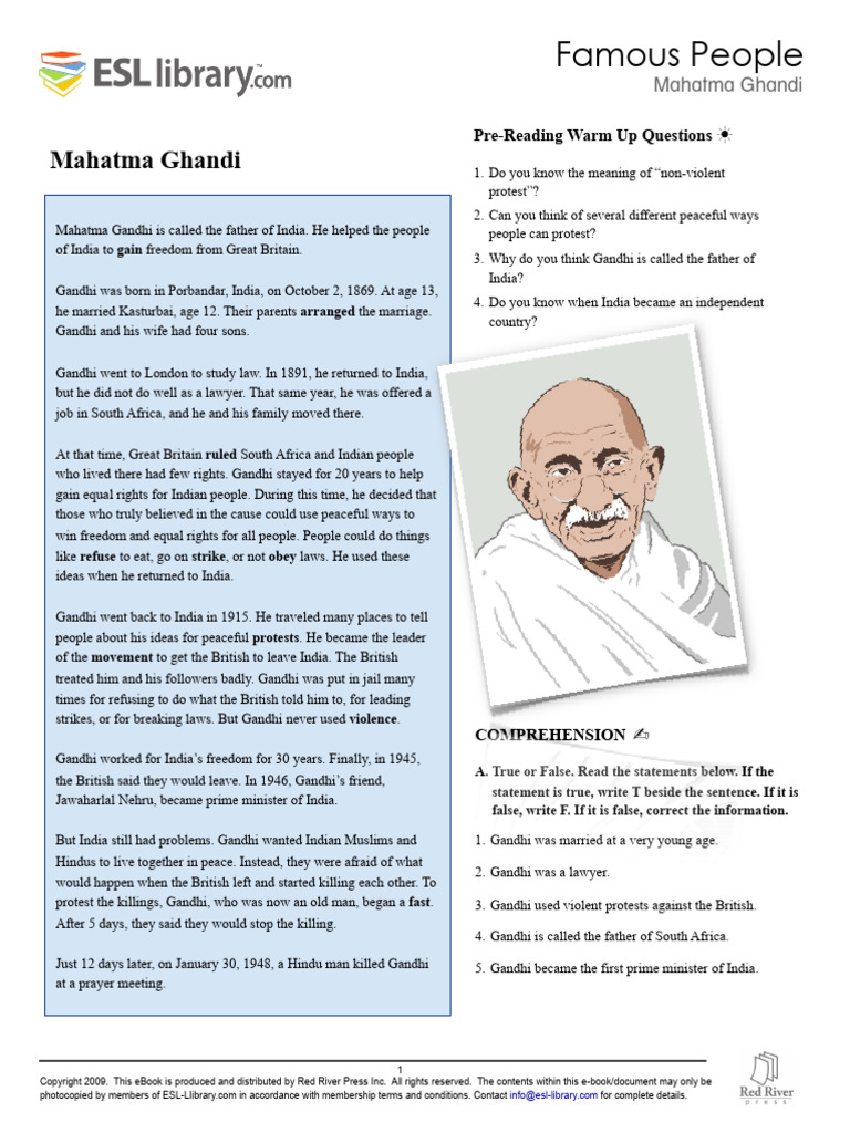 Gandhi Worksheet | PDF | Mahatma Gandhi | British Raj