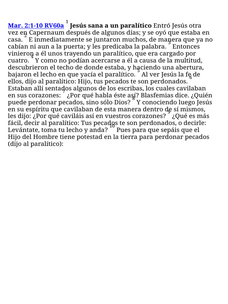 Marcos 2 Jesús Sana Un Paralítico | PDF