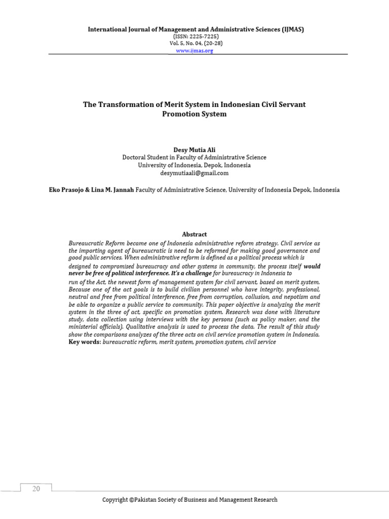The Transformation of Merit System in in | PDF | Public Administration ...
