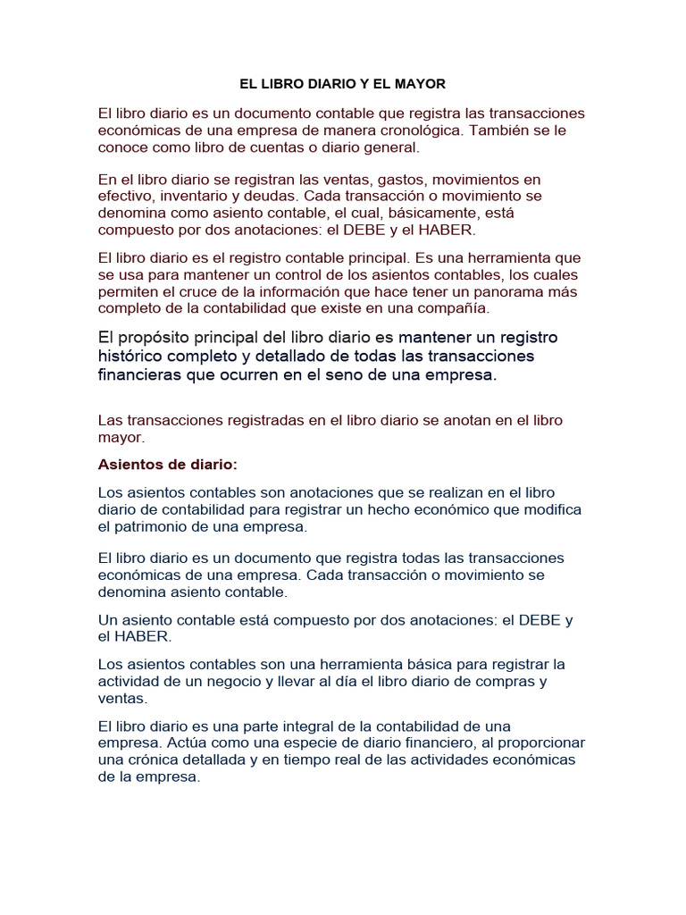 El Libro Diario y El Mayor | PDF | Contabilidad | Servicios financieros