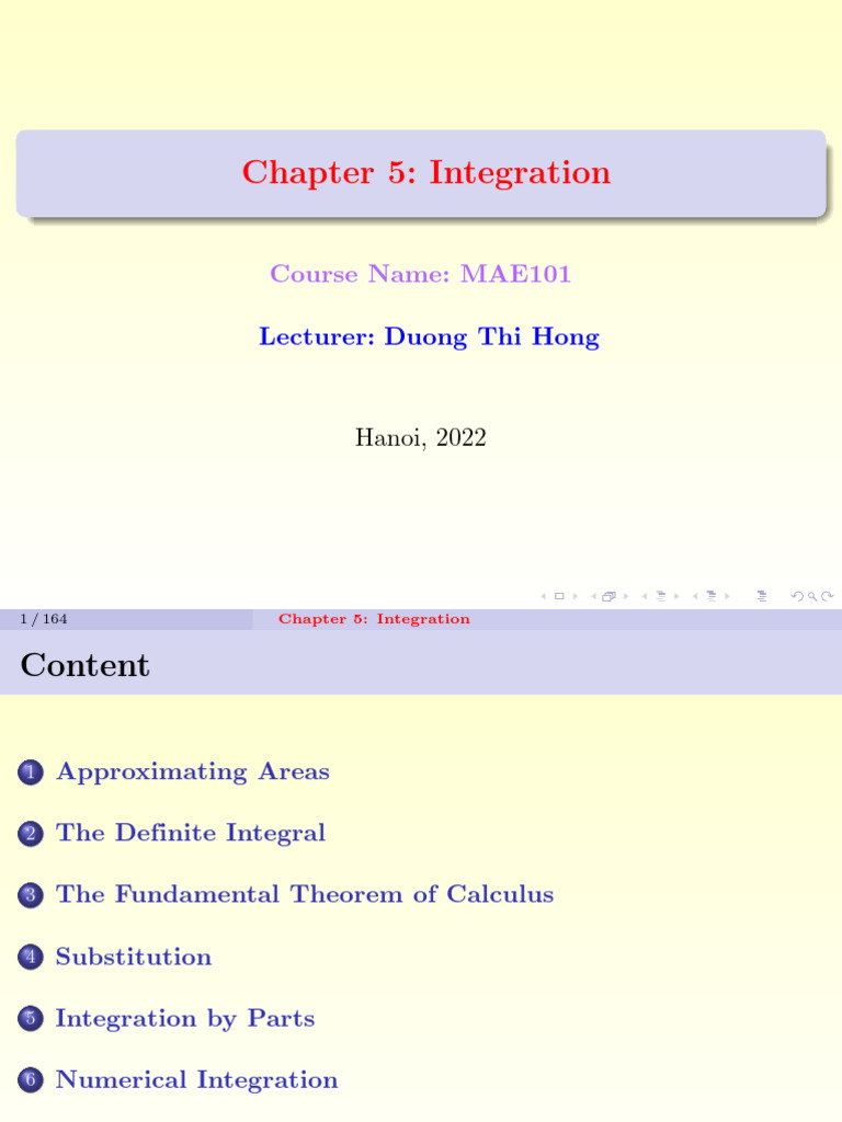 Chapter 5. Integration | PDF | Integral | Calculus