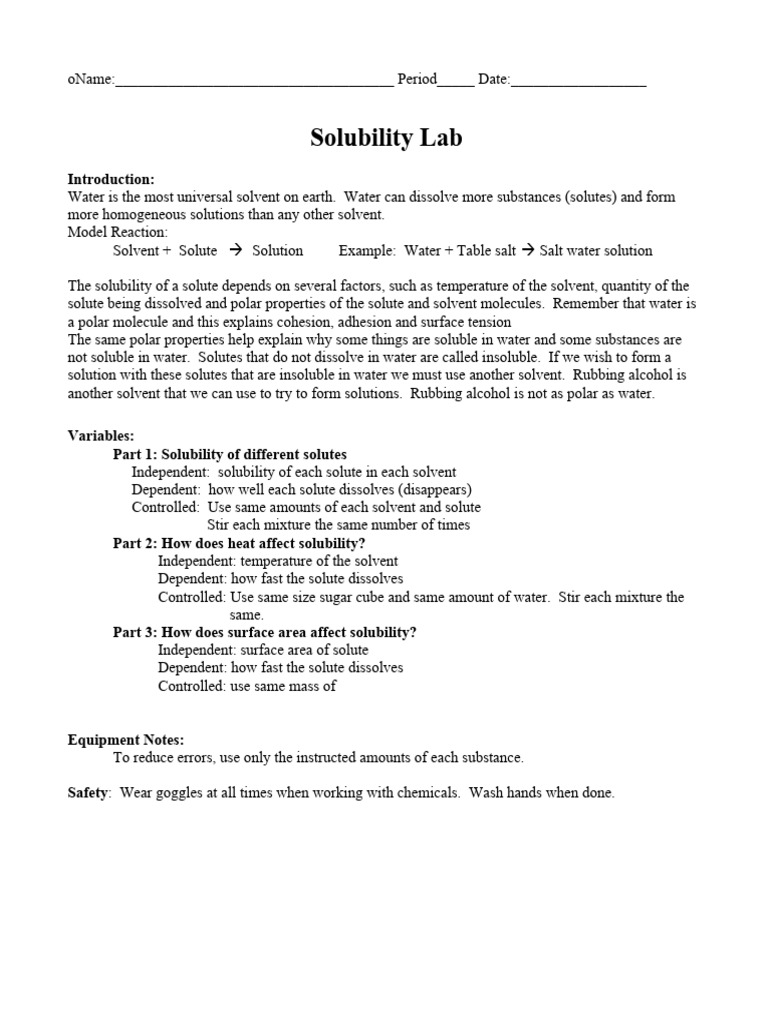 Solubilitylab V01 | PDF | Solubility | Solvent