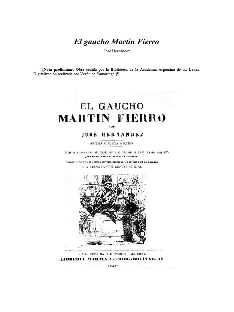 LECTURA El Gaucho Martín Fierro | PDF