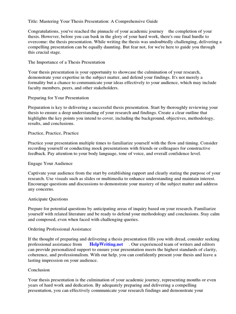 How To Give A Thesis Presentation | PDF | Thesis