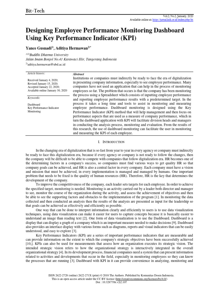Designing Employee Performance Monitoring Dashboard Using Key Performance Indicator KPI | PDF