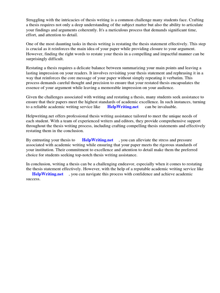 How Do You Restate Thesis | PDF | Thesis | Essays
