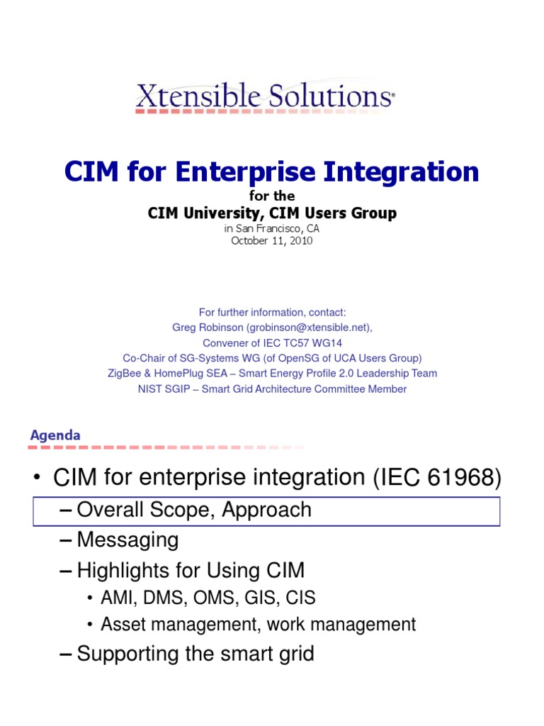 CIM For Enterprise Integration (IEC) 61968 | PDF | Conceptual Model ...