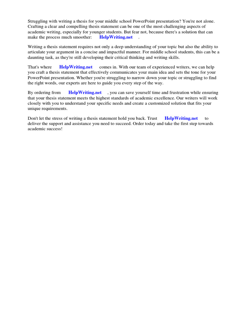 Powerpoint Thesis Statement Middle School | PDF | Essays | Thesis