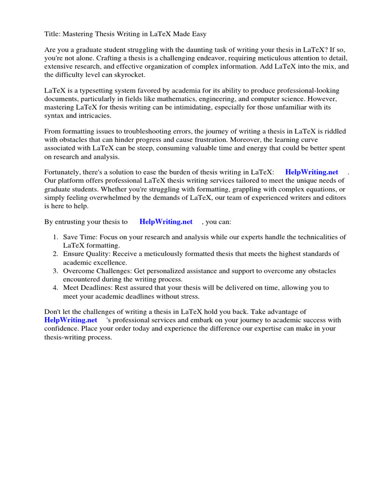 How To Write Thesis Latex Pdf