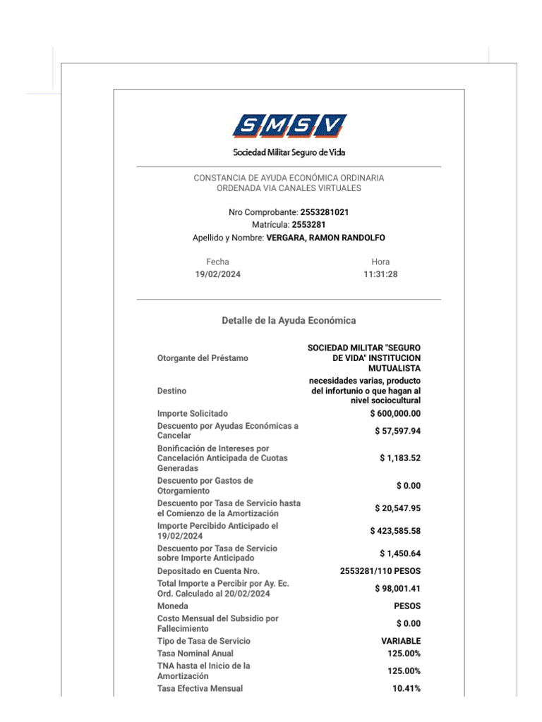 Filial Virtual SMSV - Sociedad Militar Seguro de Vida - Argentina | PDF