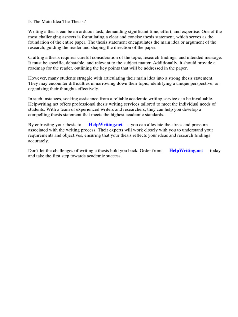 Is the Main Idea the Thesis | PDF