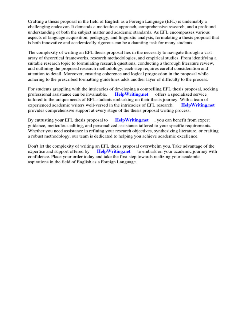 Efl Thesis Proposal | PDF | Thesis | Methodology