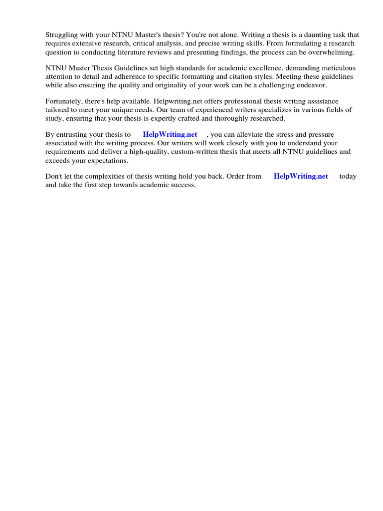 Ntnu Master Thesis Guidelines | PDF | Thesis | Editing