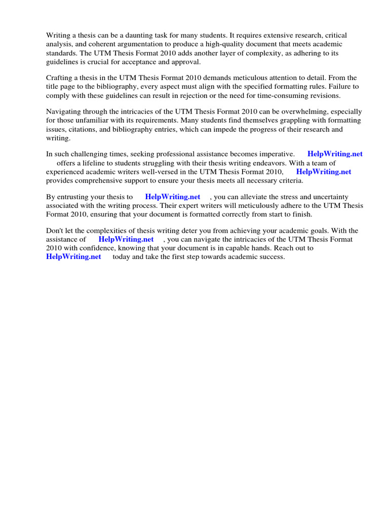 Utm Thesis Format 2010 | PDF | Thesis | Written Communication